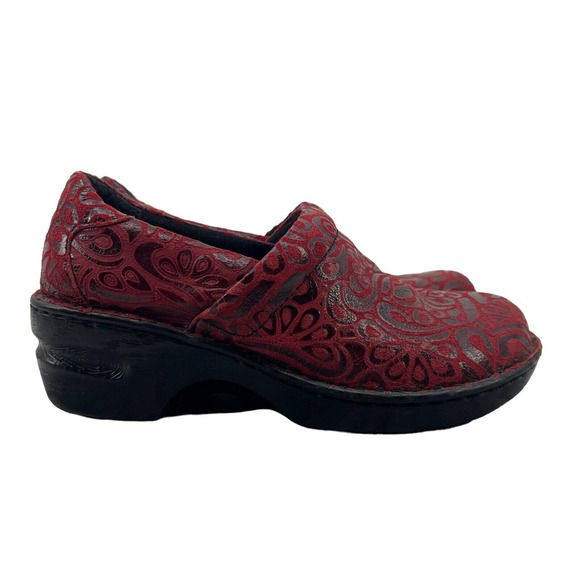 boc | Shoes | Boc Peggy Clog Womens 75 Red Embossed Leather Slip On ...